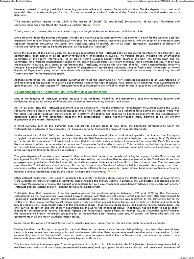 04 Leftcom - Trotskyism After Trotsky 2 | PDF | Socialism | Leon Trotsky