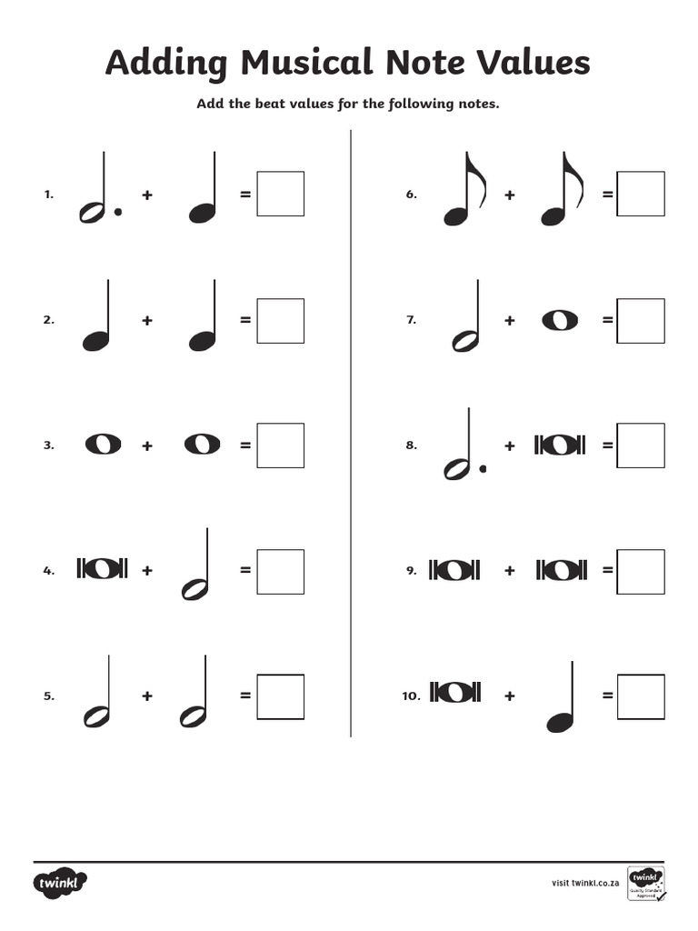 Za CA 1661877971 Adding Musical Note Values Activity Ver 1 | PDF