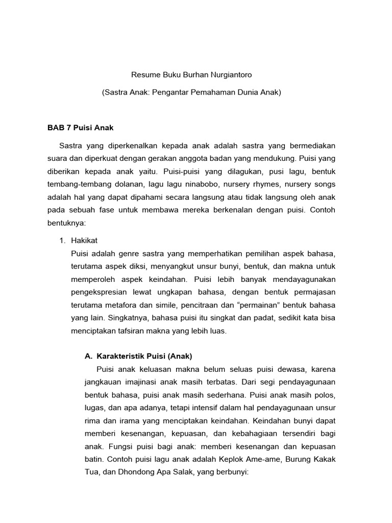 Resume Buku Burhan Nurgiantoro | PDF