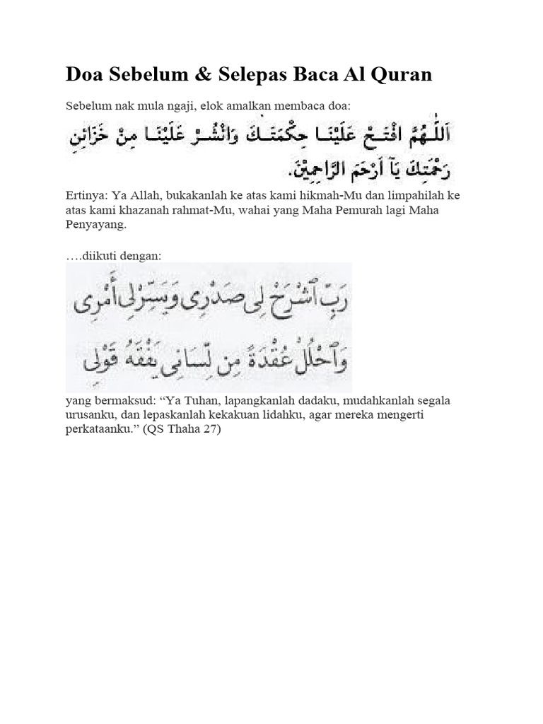 Doa Sebelum Dan Selepas Mengaji | PDF | Agama & Spiritualitas