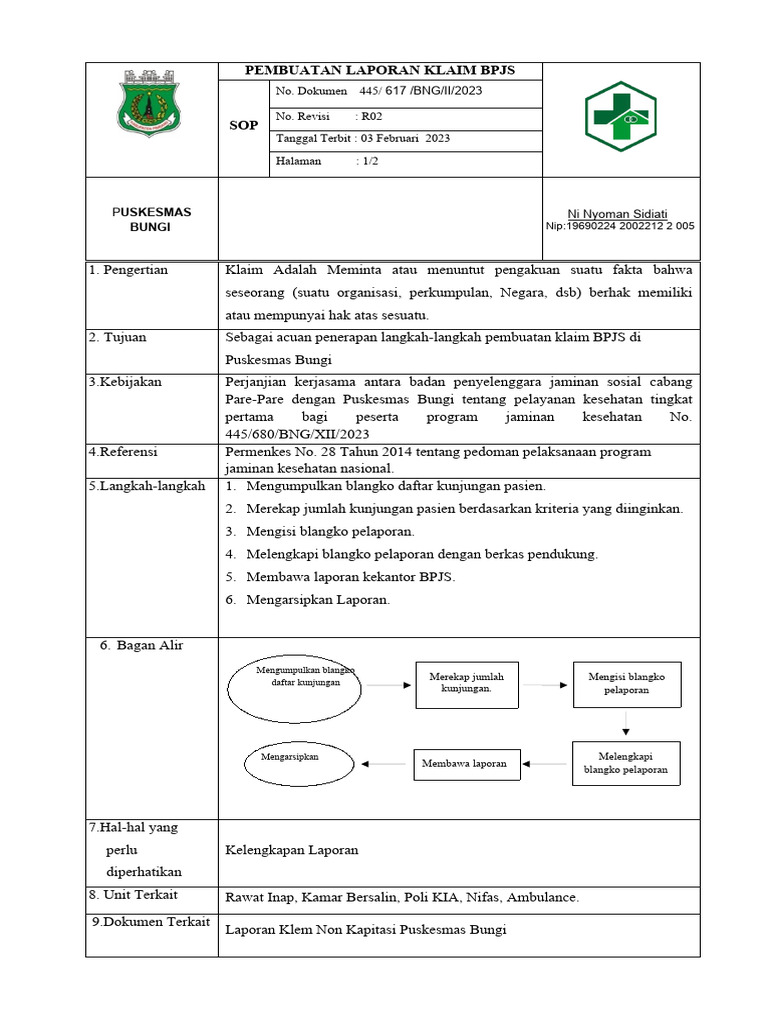SOP Pembuatan Lporan Klaim | PDF | Pengelolaan Keuangan & Uang