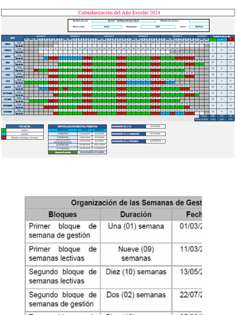 Calendarización Anual Inicial 2024 | PDF | Días festivos | Observancias