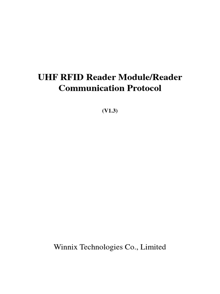黑色uhf Communication Protocol V1 3 Min Pdf Radio Frequency Identification Transmitter