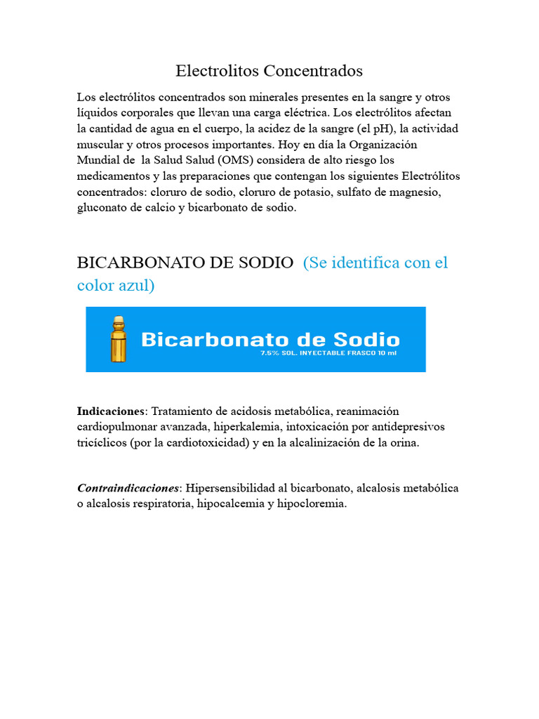 Uso Seguro de Electrólitos Concentrados | PDF | Potasio | Química