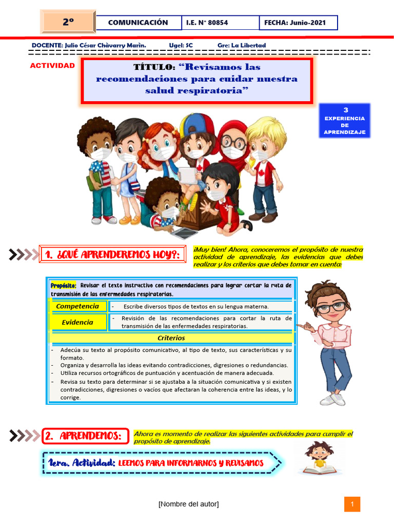 2º Act. o Sesiòn 4-Exp.3-Comunicacion | PDF | Oración (Lingüística) | Evaluación