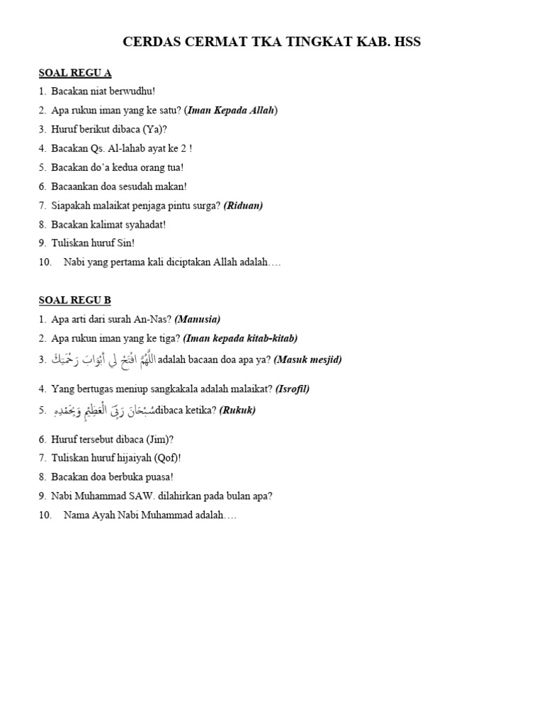 Soal CCQ Tka 2024 | PDF