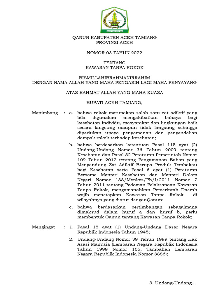 Qanun KTR No.3 Tahun 2022 Ok | PDF