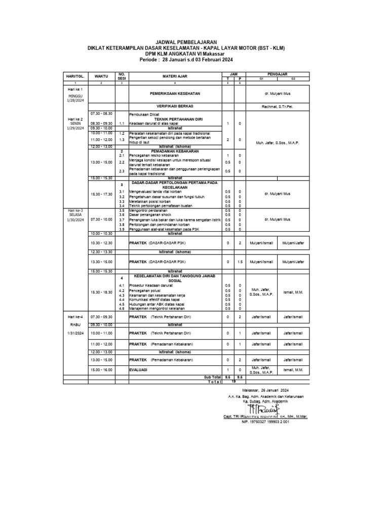 JADWAL DPM ANG.6 Makassar 2024 | PDF