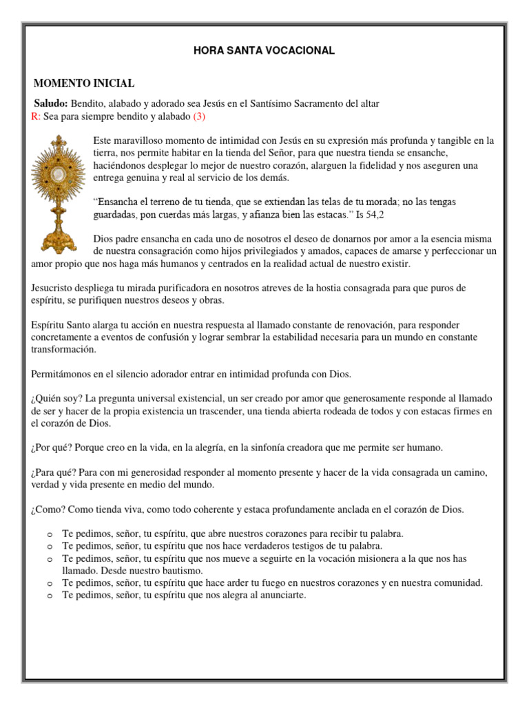 Hora Santa Vocacional 33 | PDF | Oración | eucaristía