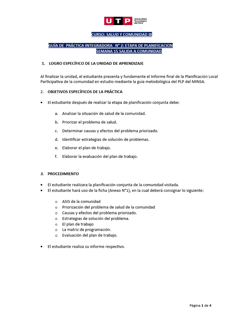 Guia #2 Etapa de Planificacion Conjunta | PDF | Evaluación | Planificación