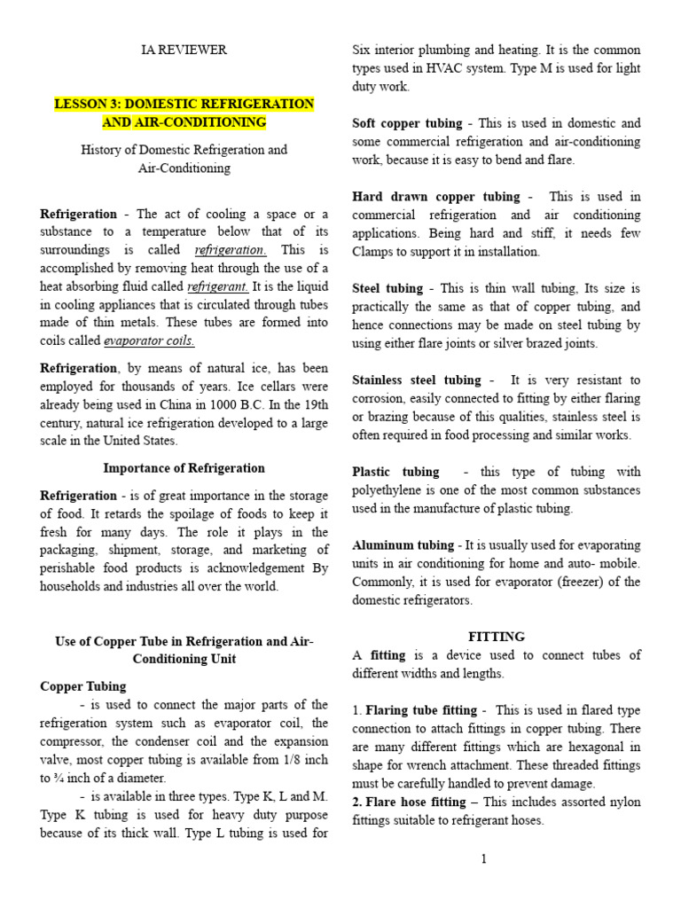 Ia Reviewer Finals Pdf Refrigerator Air Conditioning