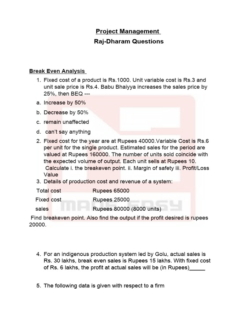 Project Management Numericals | PDF