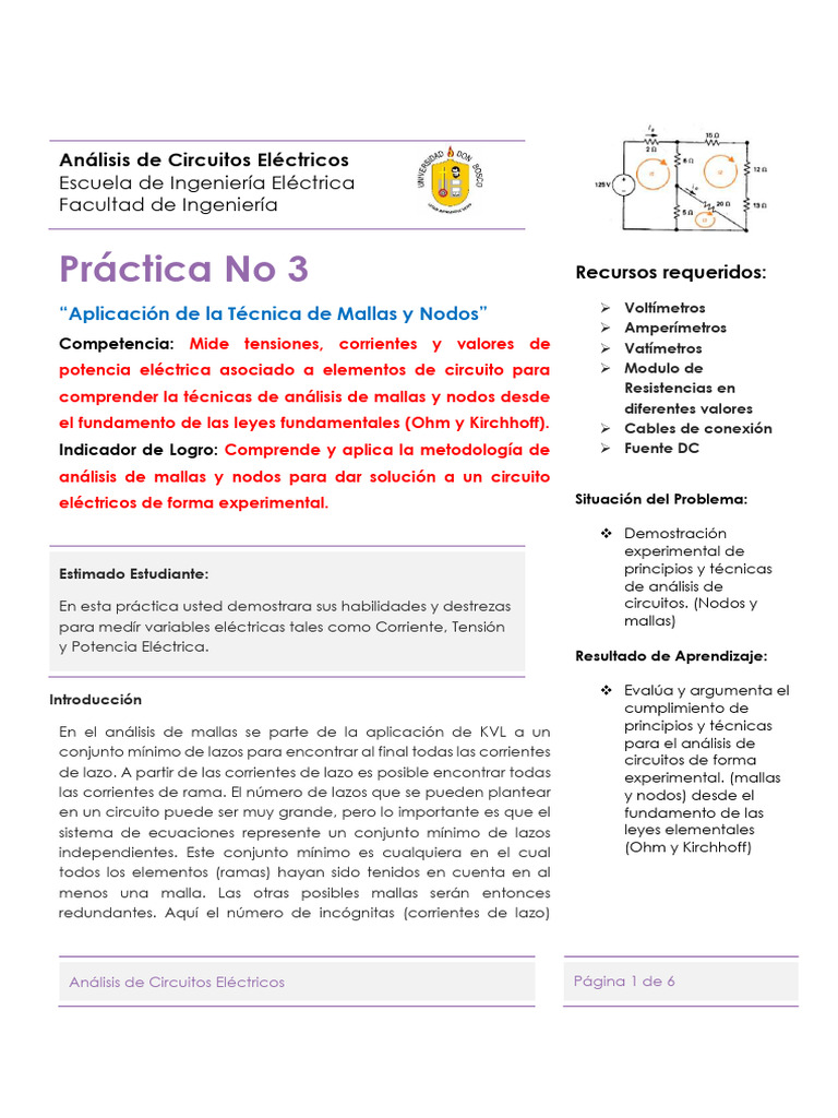 SEMANA 3 - GUIA 3 de Análisis de Circuitos | PDF | Red eléctrica | voltaje