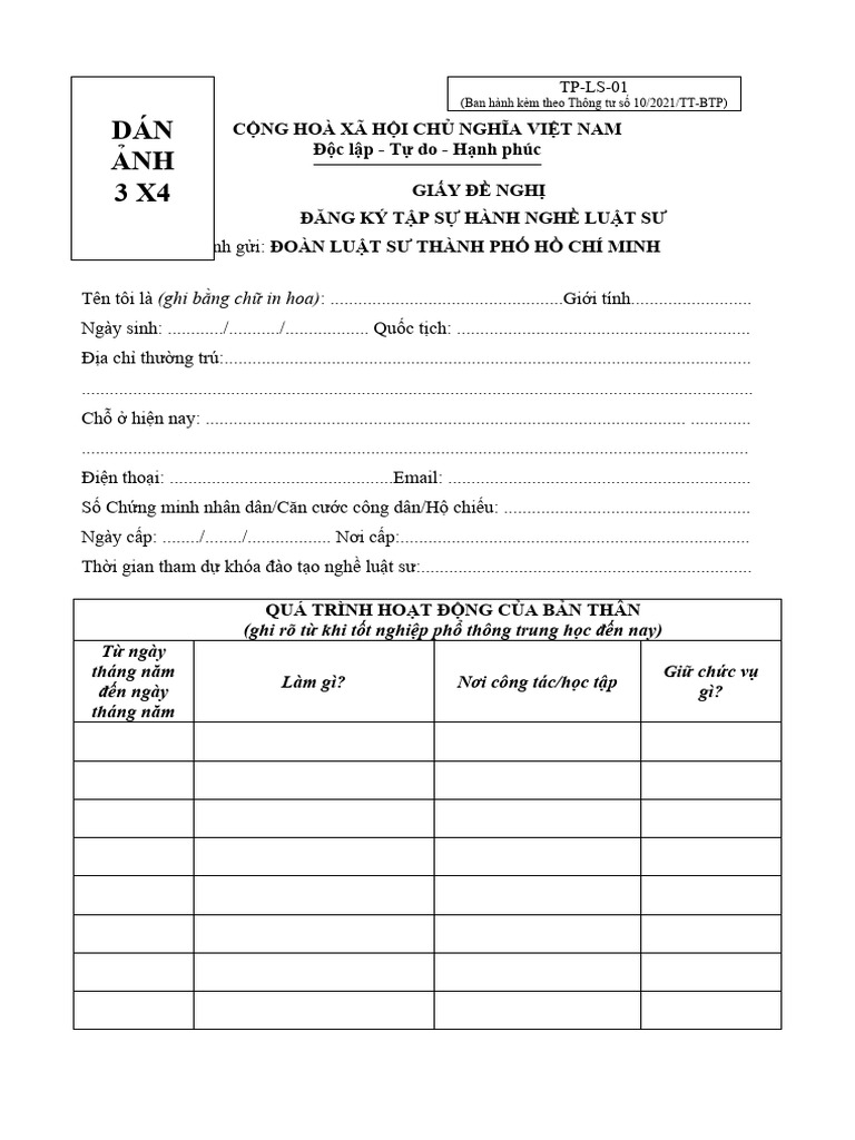 Ho So Dang Ky Tshnls Theo Thong Tu 10 Nam 2023 Pdf