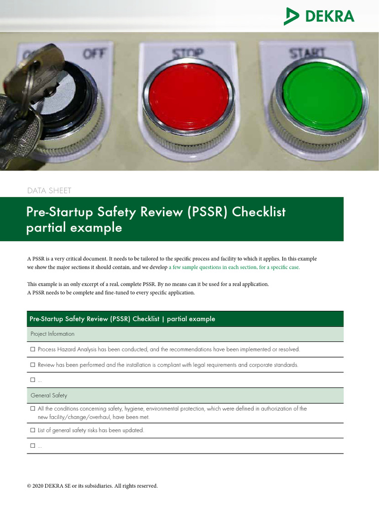 Pre-Startup Safety Review Checklist | PDF | Safety | Occupational Safety And Health