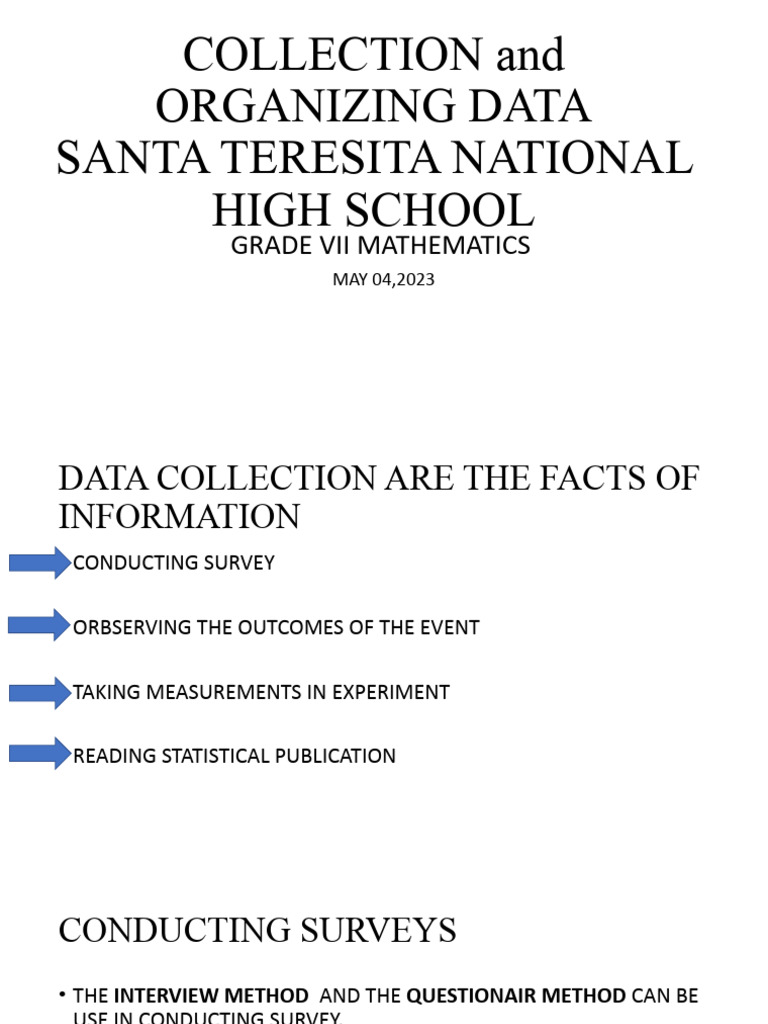 Collection and Organizing Data | PDF | Experiment | Interval (Music)