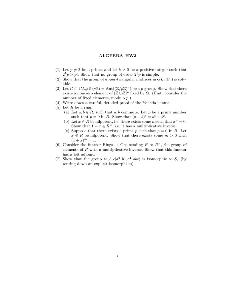 Advanced Algebra Problems | PDF