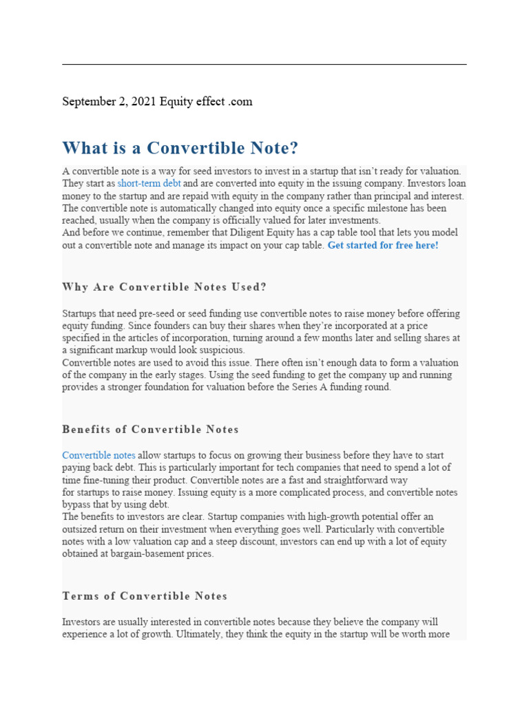 Understanding Convertible Notes for Startups | PDF | Convertible Bond ...