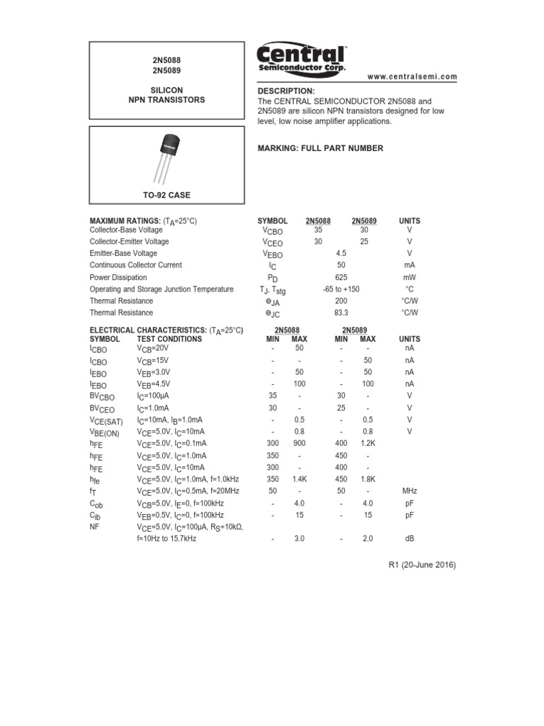 2n5088 2520series-1130989 | PDF | Bipolar Junction Transistor | Computer Engineering