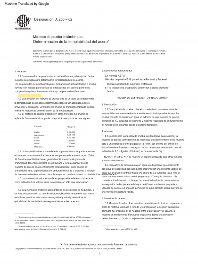Astm A255 02 | PDF | Acero | Agua