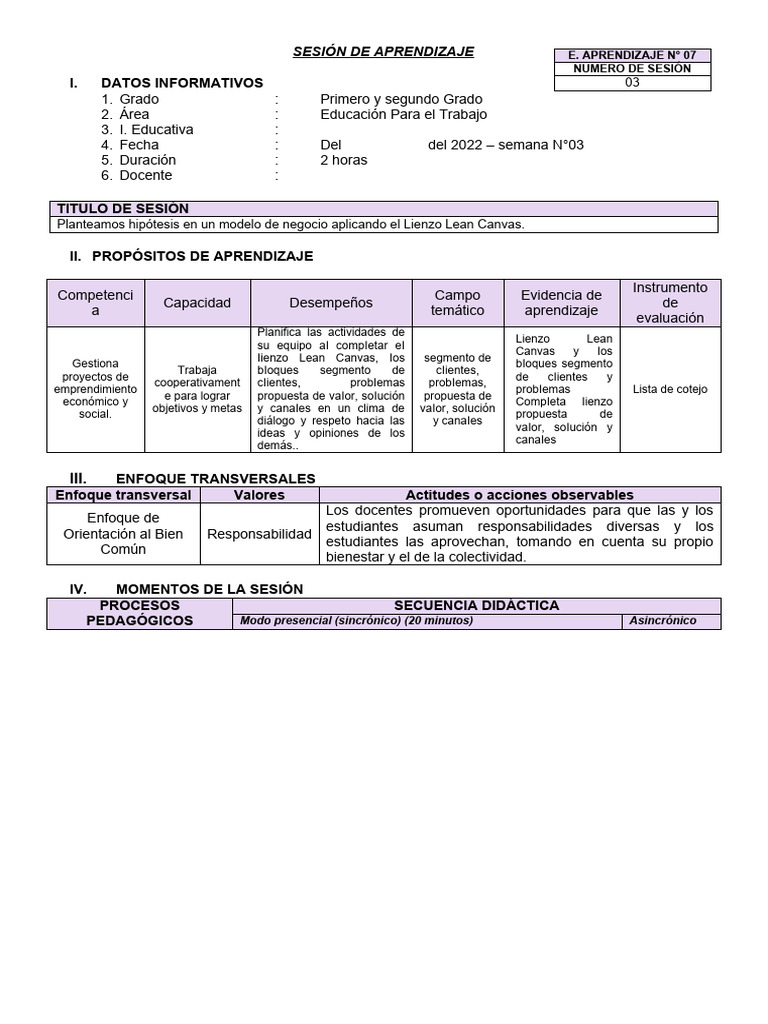 SESIÓN DE APRENDIZAJE #3 - 1 Y 2 Grado - VII - EA | PDF | Evaluación | Aprendizaje