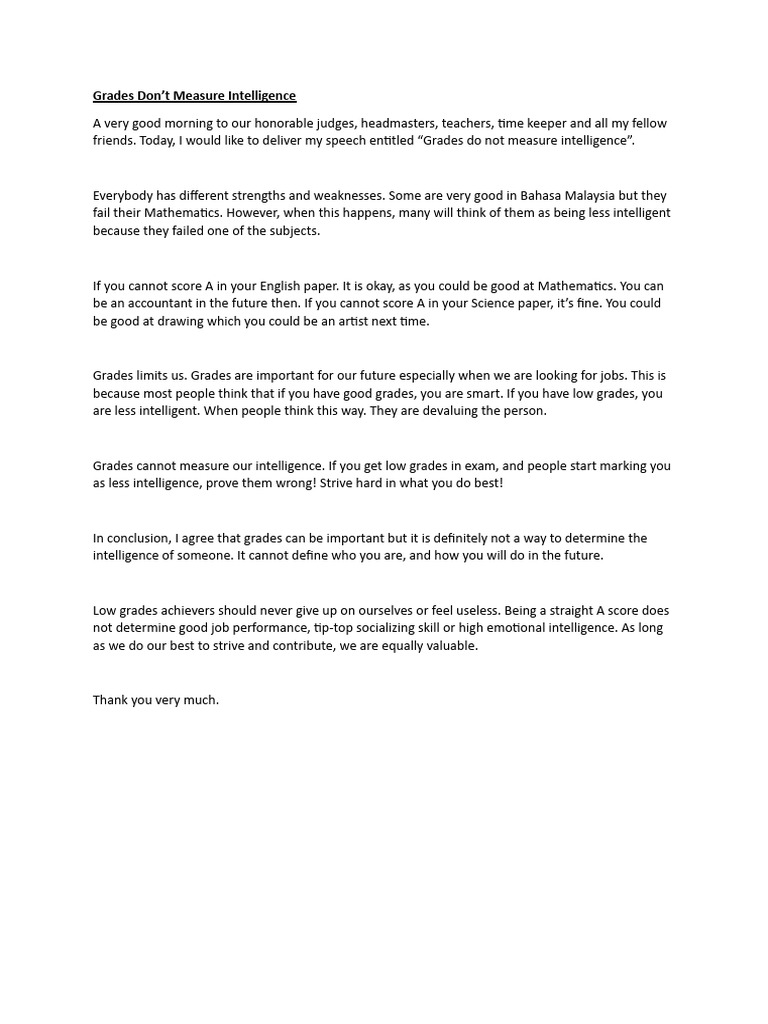 Grades vs. Intelligence Debate | PDF | Career & Growth | Wellness