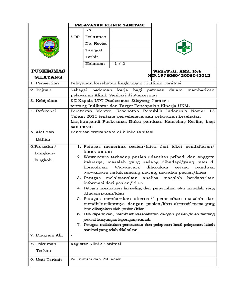 Sop Klinik Sanitasi | PDF | Kesehatan Holistik