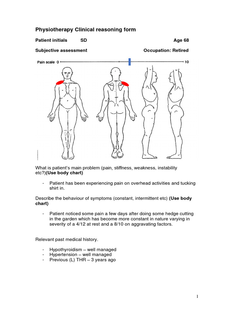 MSK Clinical Reasoning Form - Placement 4 | PDF | Shoulder | Diseases ...