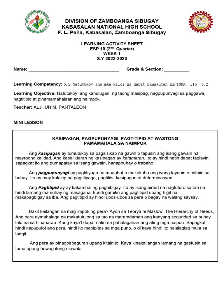 Las Esp 9 Week 5 | PDF