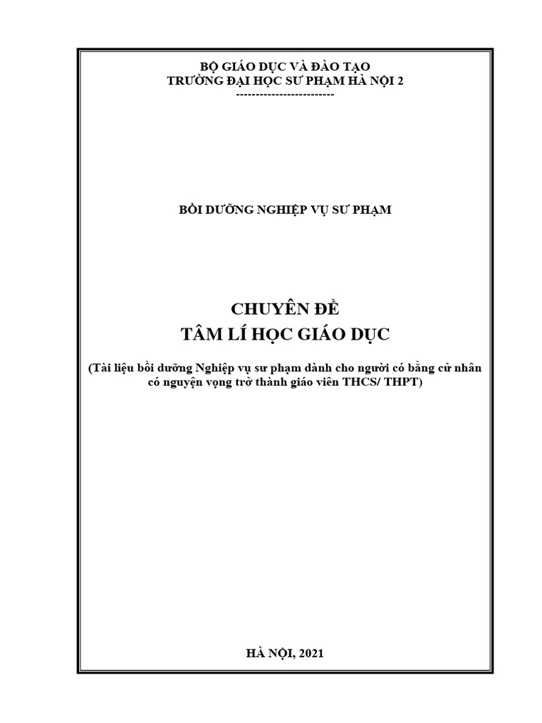 A1 TÂM LÝ HỌC GD THCS THPT | PDF