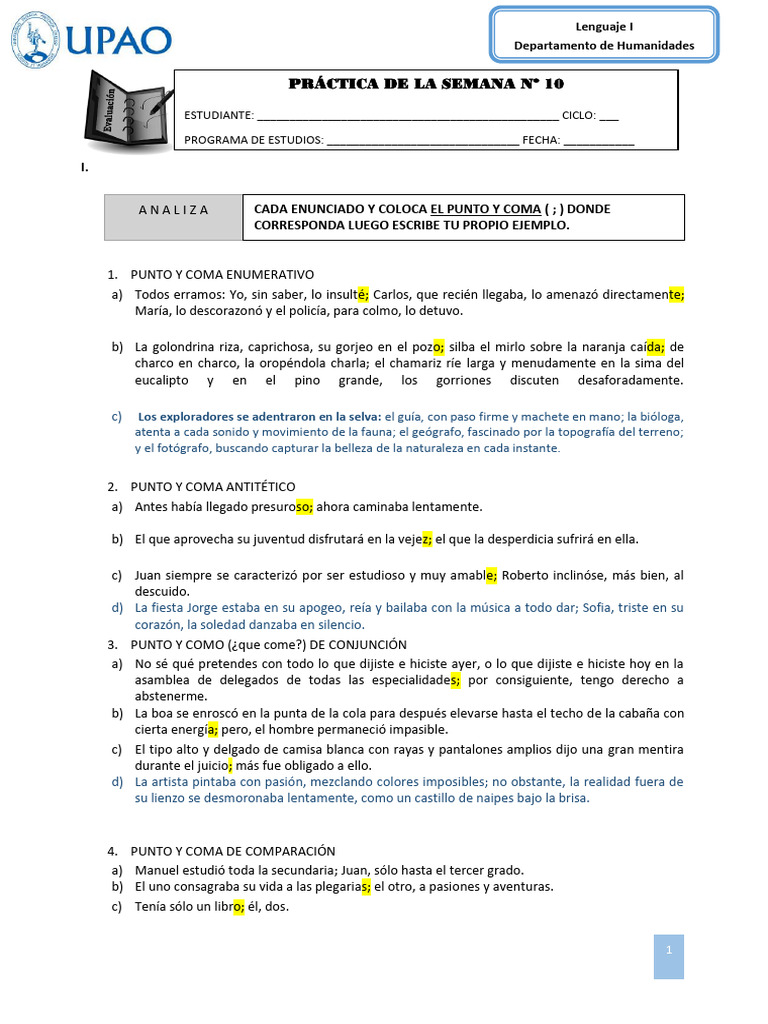 Práctica N°10 - Puntuación II - Dos Puntos, Punto y Coma - Las Mayúsculas | PDF | Exoplaneta ...