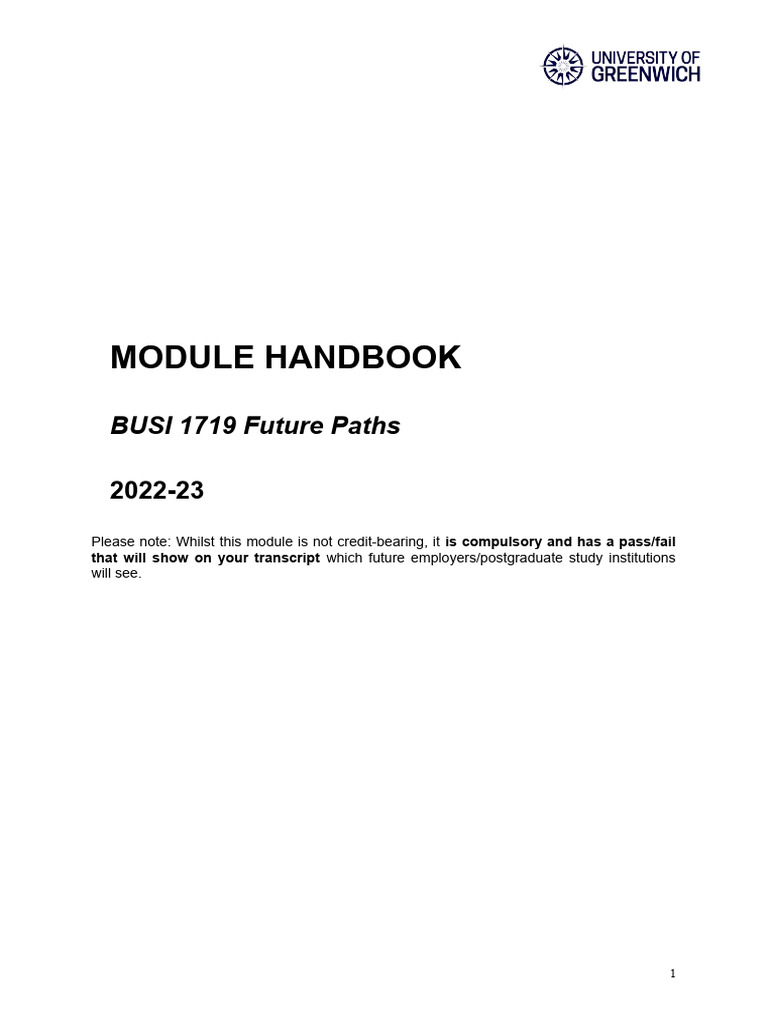 BUSI 1719 - Future Paths - Module Handbook 2023-2024 (1) | Download Free PDF | Lecture | Learning