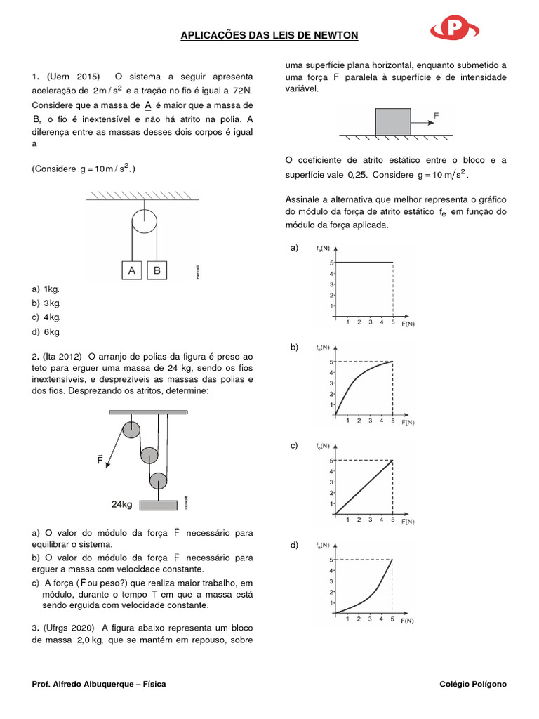 Atividade - Leis de Newton | PDF | Força | Leis do Movimento de Newton Atividade - Leis de Newton | PDF | Força | Leis do Movimento de Newton