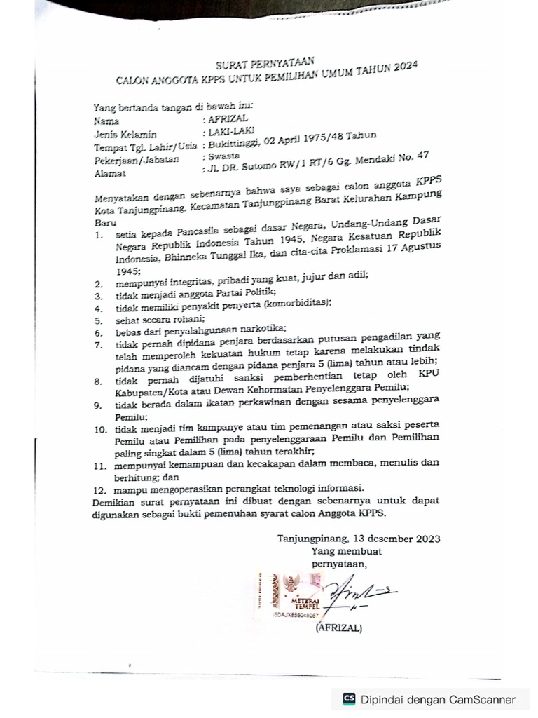Scan Surat Pernyataan | PDF