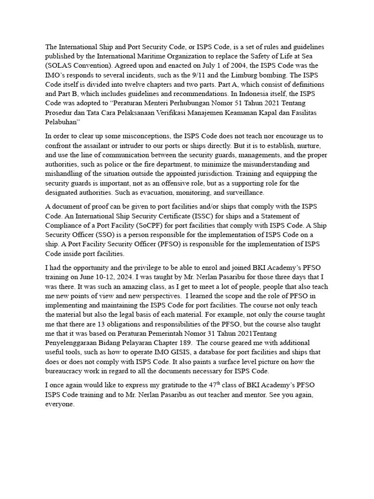 The International Ship and Port Security Code | PDF | Law Of The Sea ...