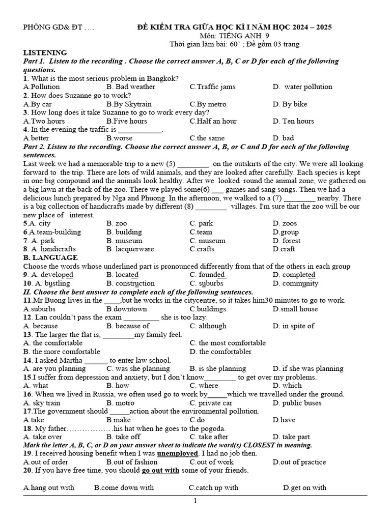 GLB - Test Anh 9 Gi A Kì 1 | PDF | Internet | Pottery