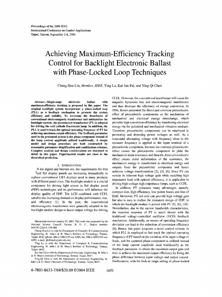 Achieving Maximum-Efficiency Tracking Control For Backlight Electronic ...