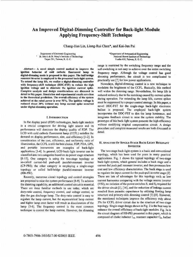 An Improved Digital-dimming Controller for Back-light Module Applying Frequency-shift Technique ...