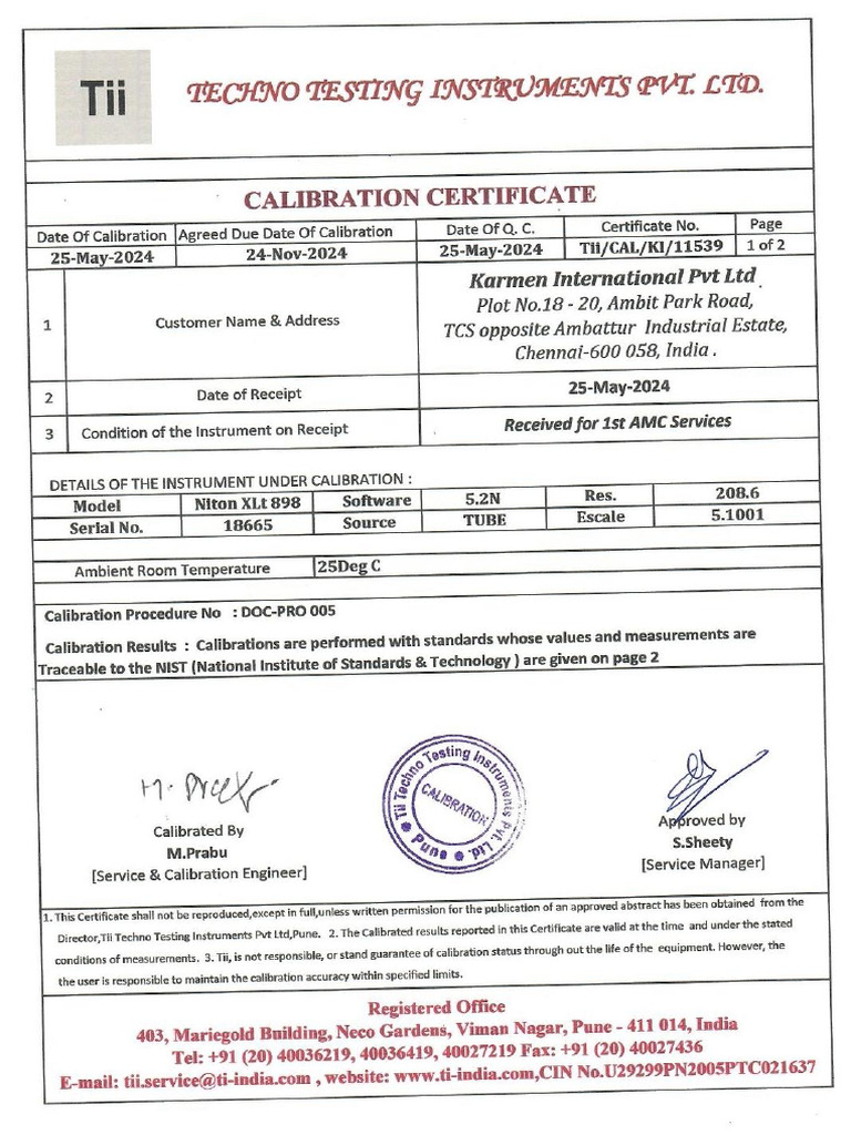 PMI- Calibration Report | PDF