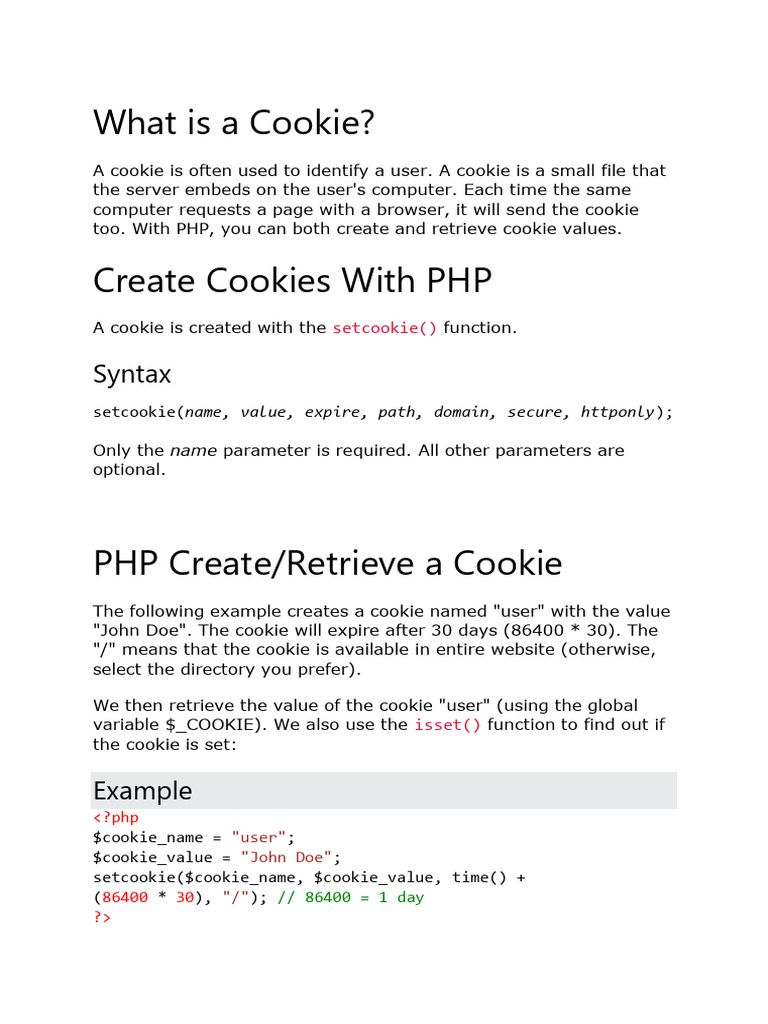 Cookies | PDF | Http Cookie | Php Cookies | PDF | Http Cookie | Php