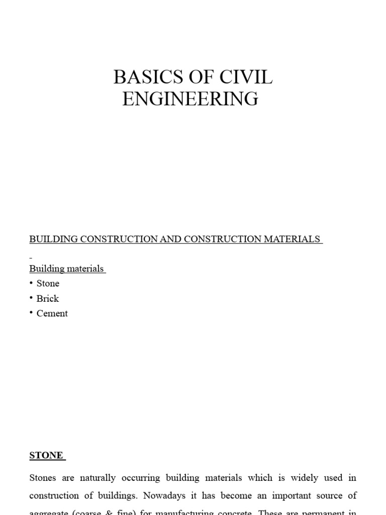 Basics of Civil Engineering | PDF | Rock (Geology) | Igneous Rock