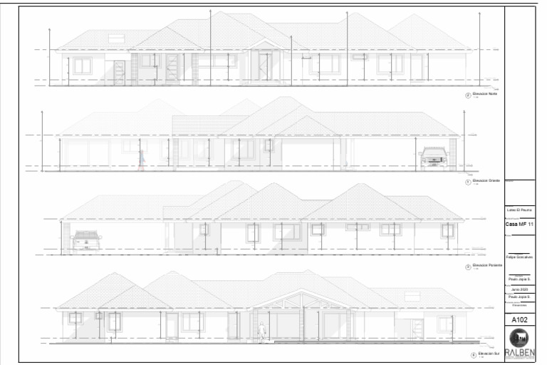 Lamina A102 Elevaciones Casa 90 X 60 CM | PDF