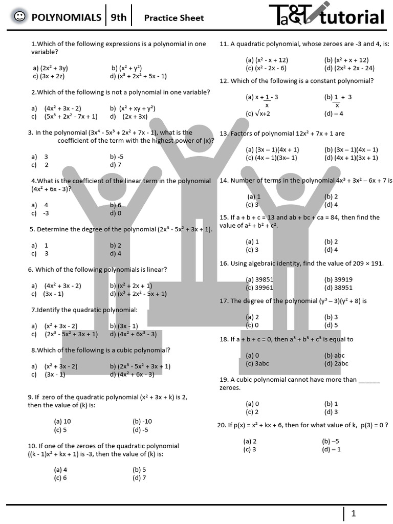polynomial printsheet | Download Free PDF | Polynomial | Factorization