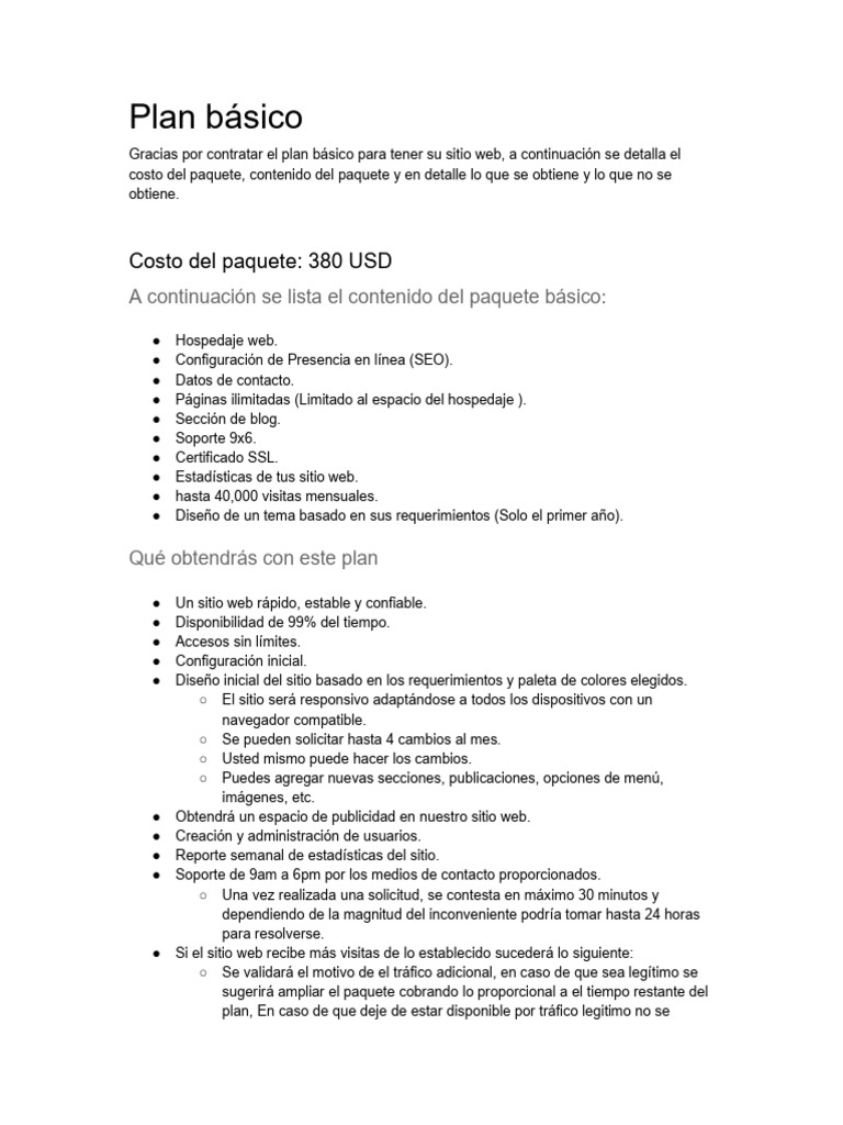 Plan básico | PDF | Sitios web | Red mundial