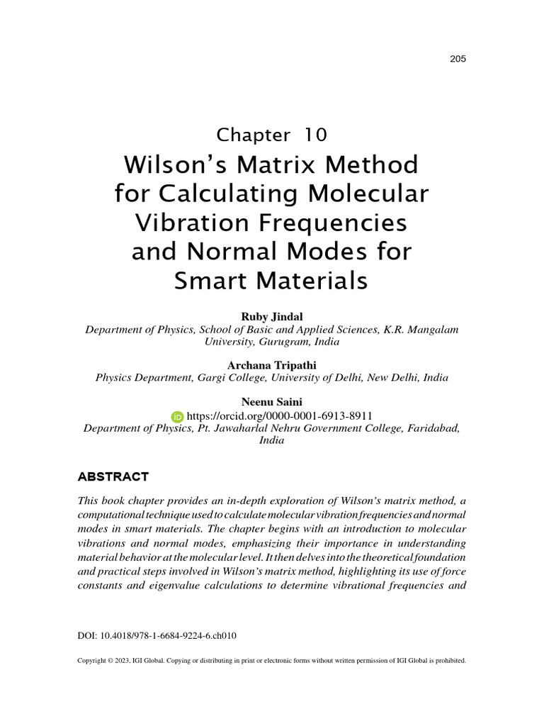 Book Chapter Wilson's-Matrix-Method-for-Calculating-Molecular-Vibration-Frequencies-and-Normal ...