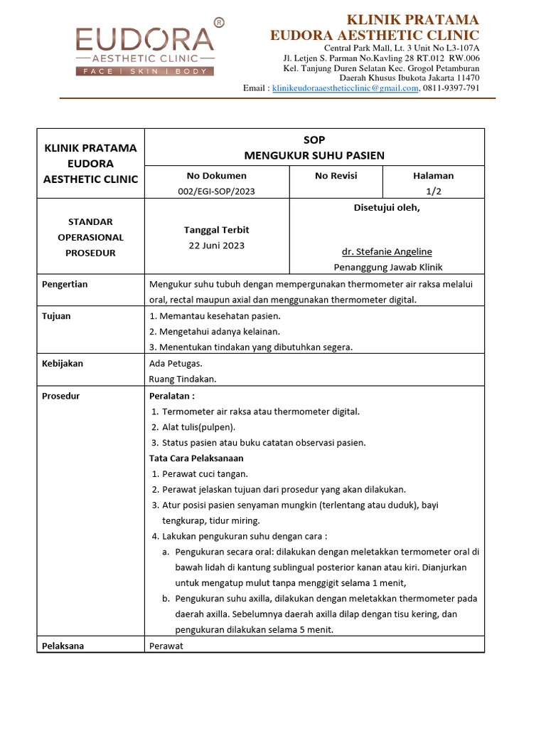 SOP Mengukur Suhu | PDF