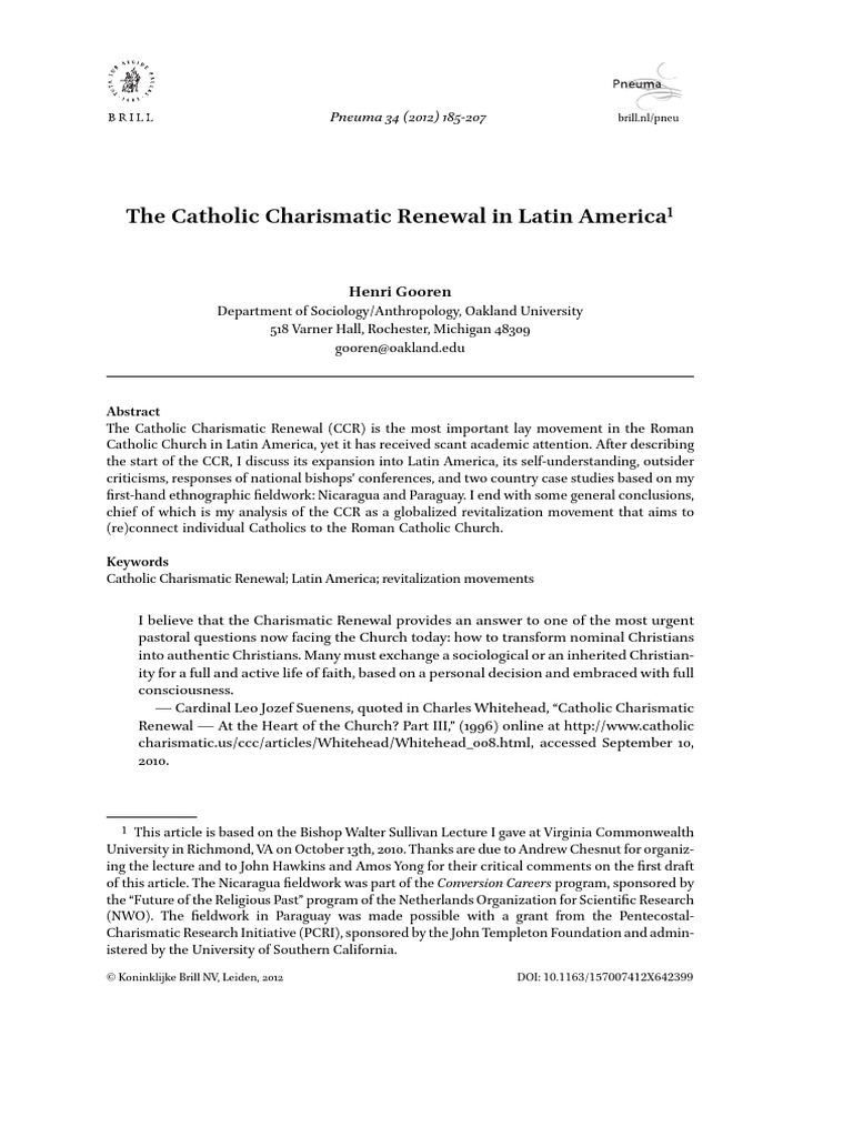 Gooren CCR Latin America Pneuma 34 2 2012 | PDF | Charismatic Movement ...