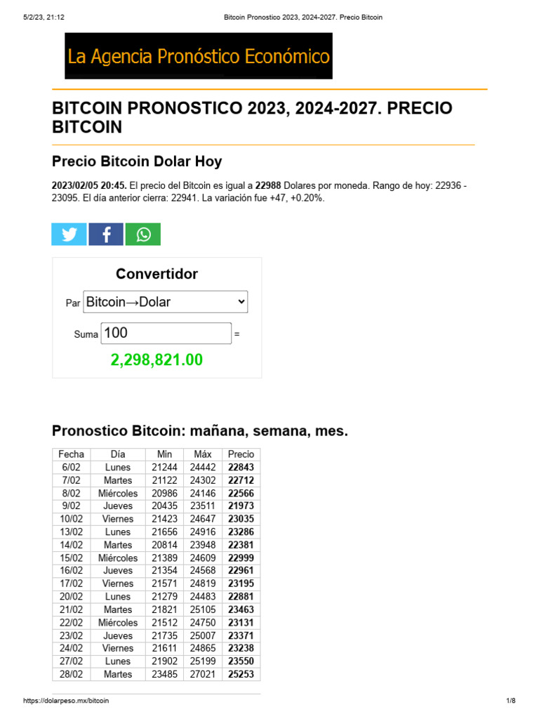 Bitcoin Pronostico 2023, 2024-2027. Precio Bitcoin | PDF | Bitcoin ...