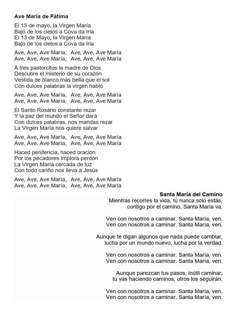 Canciones A María | PDF | María, madre de Jesús | Oración