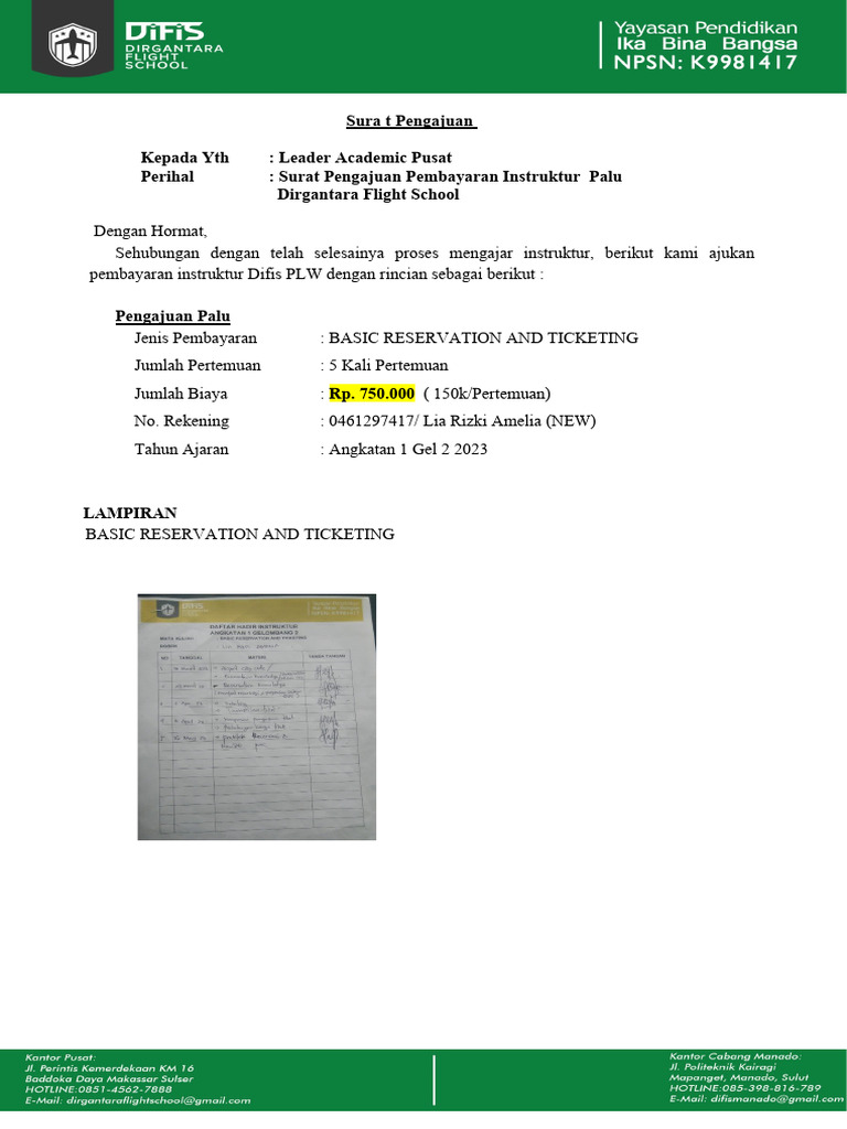 Pengajuan Basic Reservation and Ticketing New | PDF